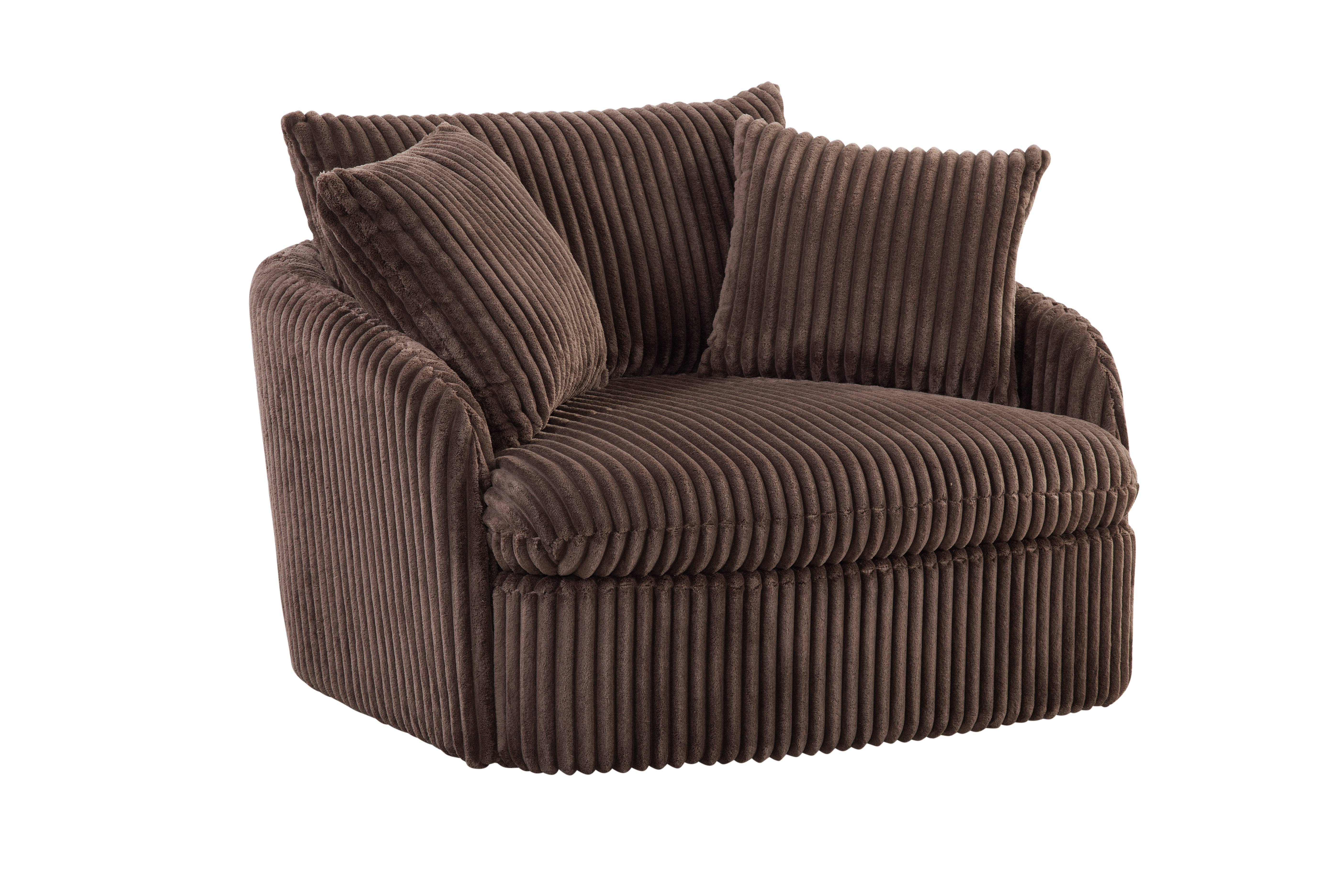 Swivel Chair and A Half Ribbed Faux Fur Cord Orren Ellis Fabric Chocolate Brown Ribbed Faux Fur Cord